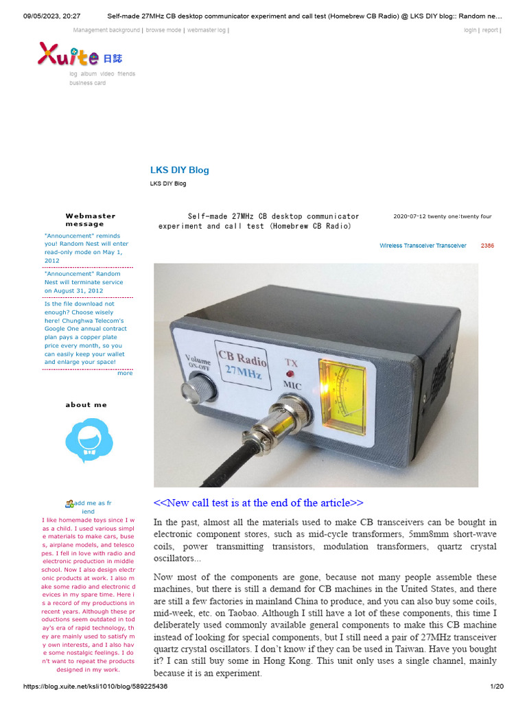 Self-Made 27MHz CB | PDF | Amplifier | Vacuum Tube