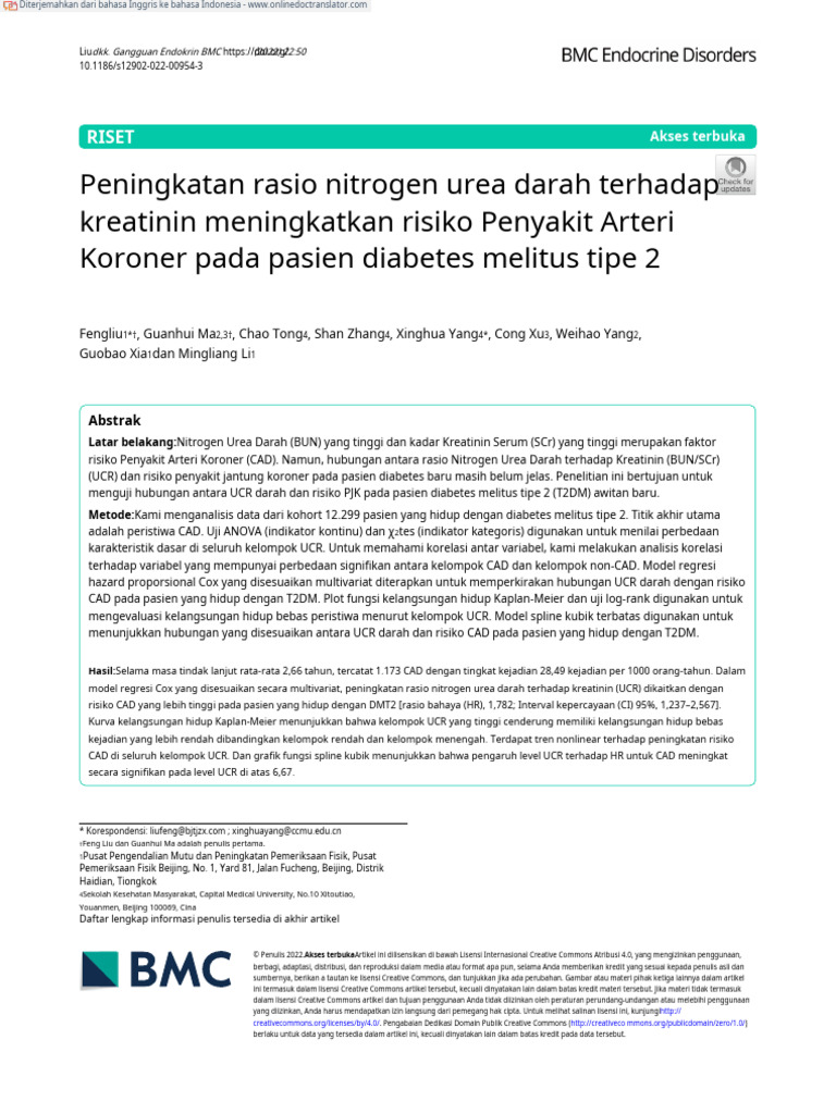 Elevated Blood Urea Nitrogen-To-Creatinine Ratio Increased The Risk of ...