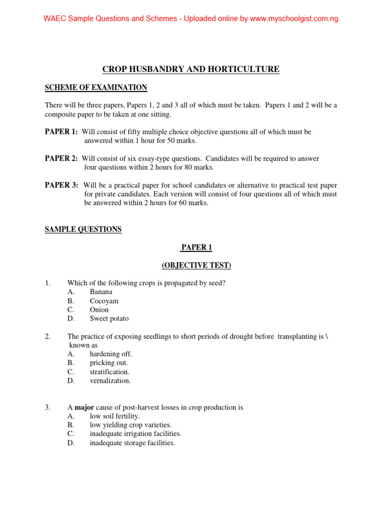 Crop Husbandry Horticulture | PDF | Agriculture | Vegetables