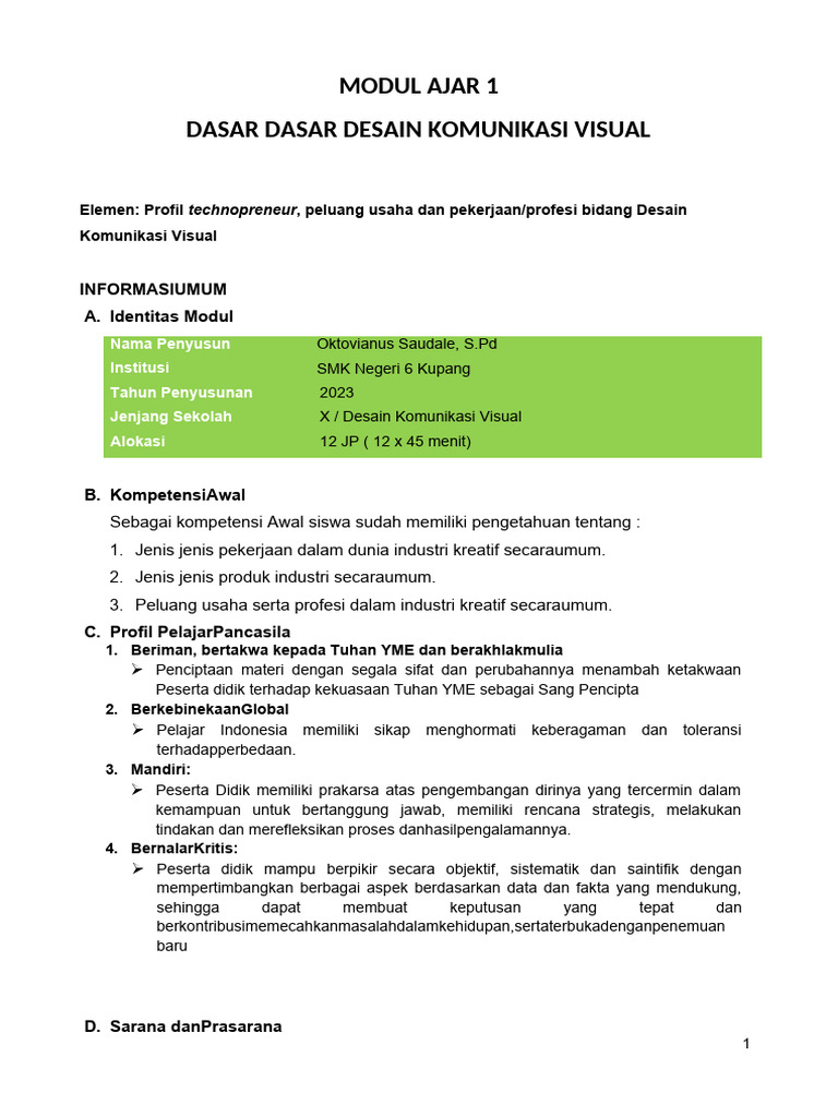 Modul Elemen 1 | PDF
