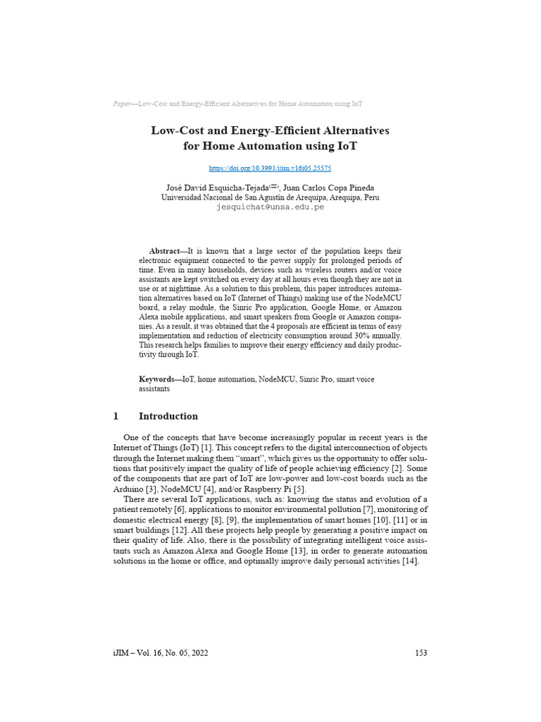 153 - Low-Cost and Energy-Efficient Alternatives For Home Automation Using IoT | PDF | Home ...