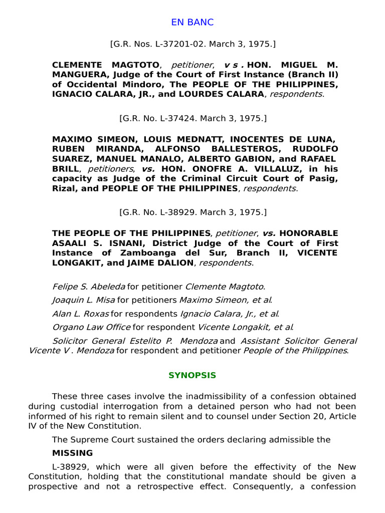 Inadmissibility of Confessions Post-1973 | PDF | Confession (Law ...