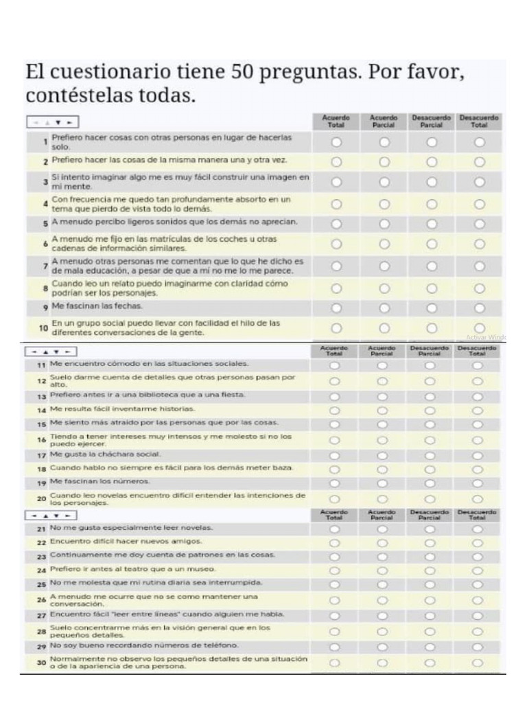 Test de Autismo para Niños | PDF