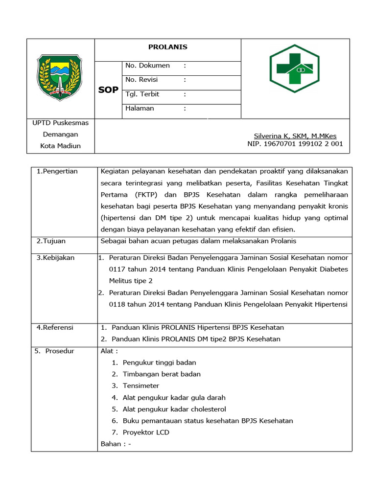 Sop Prolanis | PDF | Kesehatan Holistik