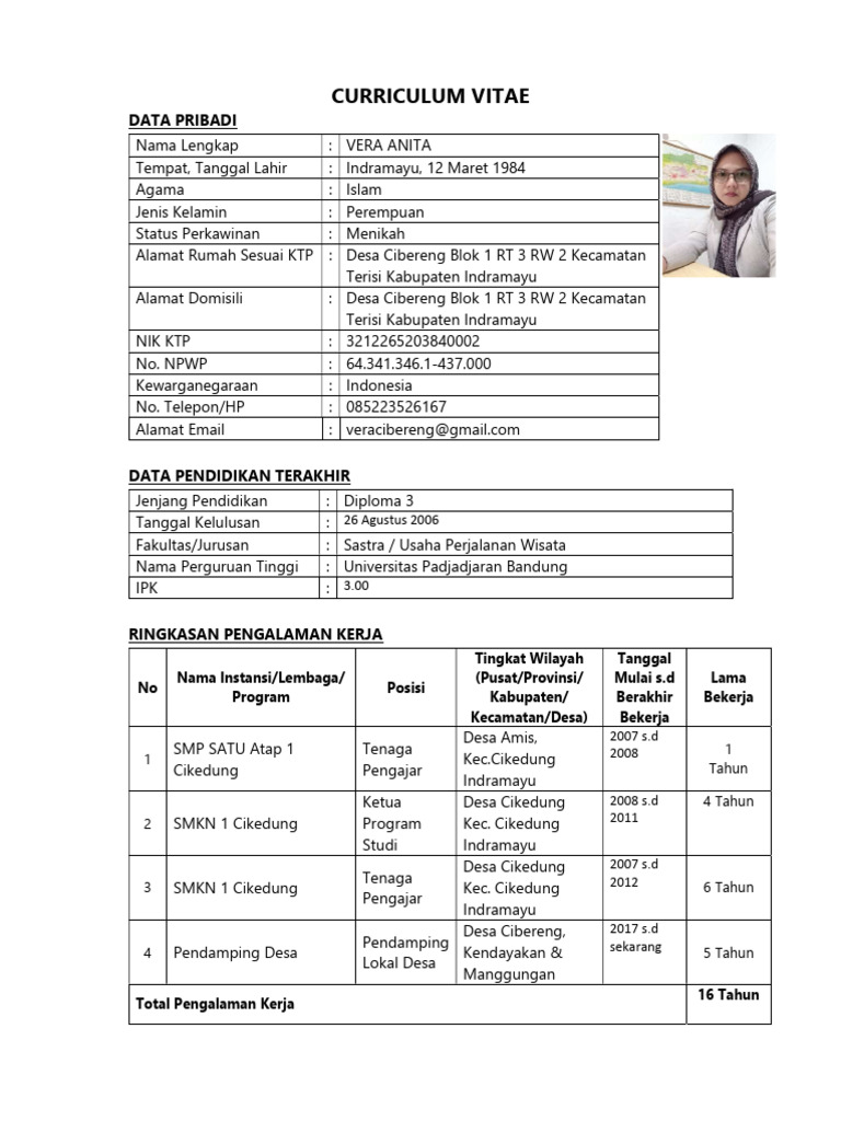 CV Vera Anita | PDF