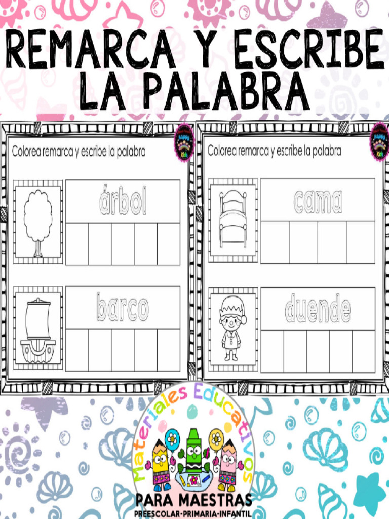 Fichas para Remarcar y Escribir Palabras Por Materiales Educativos para ...