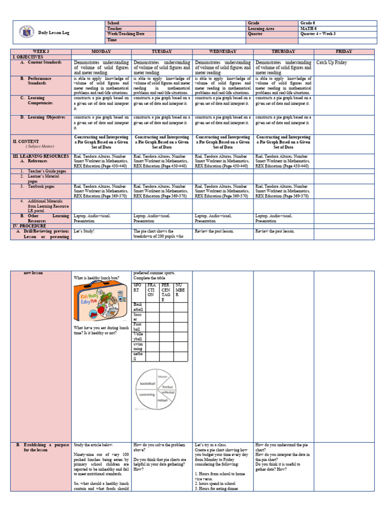 DLL Math Q4 W4 | PDF | Lunch | Foods DLL Math Q4 W4 | PDF | Lunch | Foods