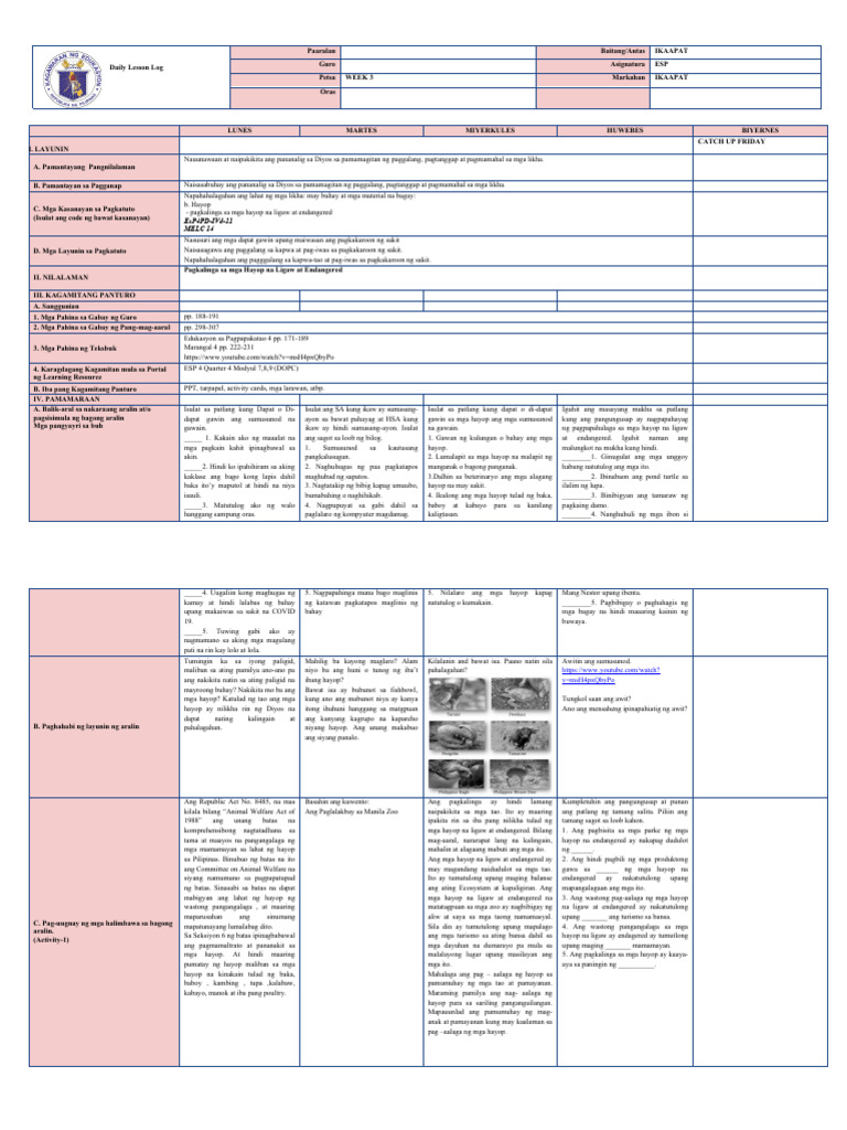 Q4 Esp 4 DLL Week 3 | PDF