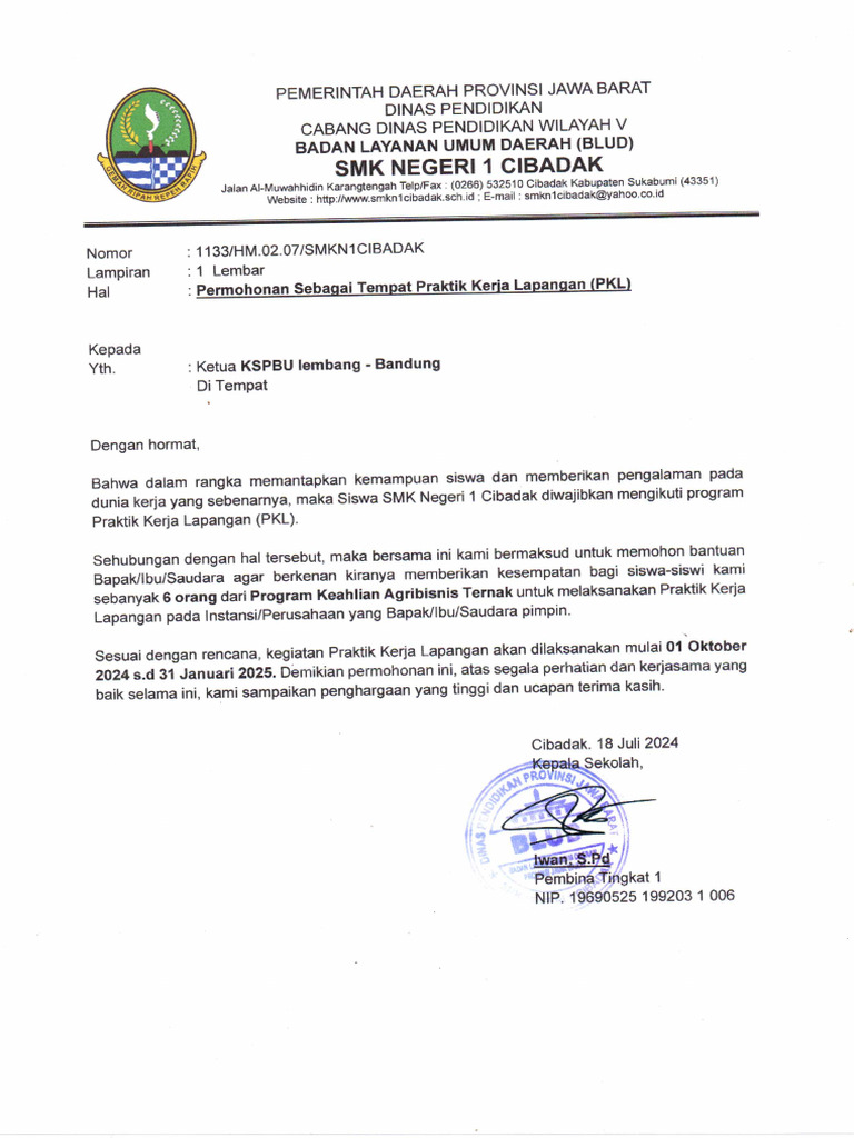 KPSBU - Surat Penjajagan PKL | PDF