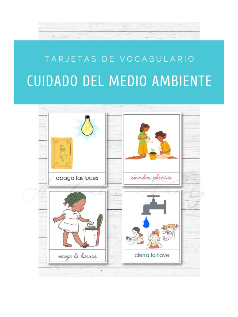 Tarjetas de Vocabulario Cuidado Del Medio Ambiente | PDF