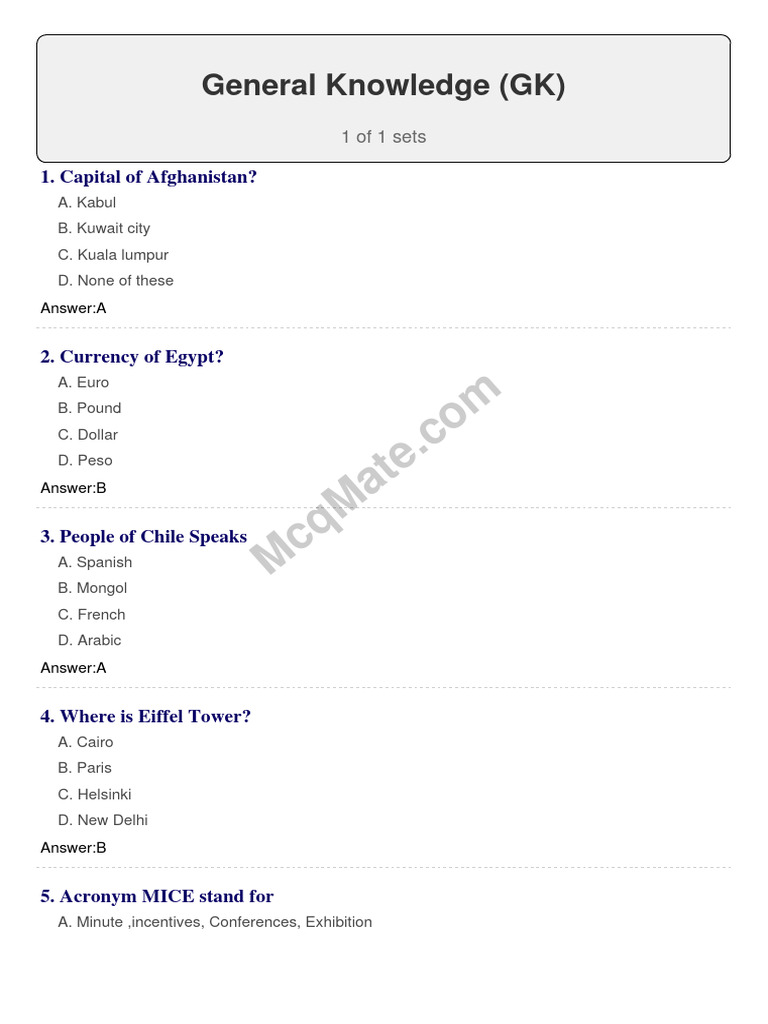 General-Knowledge-Gk (Set 1) | PDF