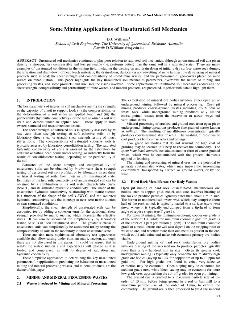 Some Mining Applications of Unsaturated | PDF | Mining | Ore Some Mining Applications of Unsaturated | PDF | Mining | Ore
