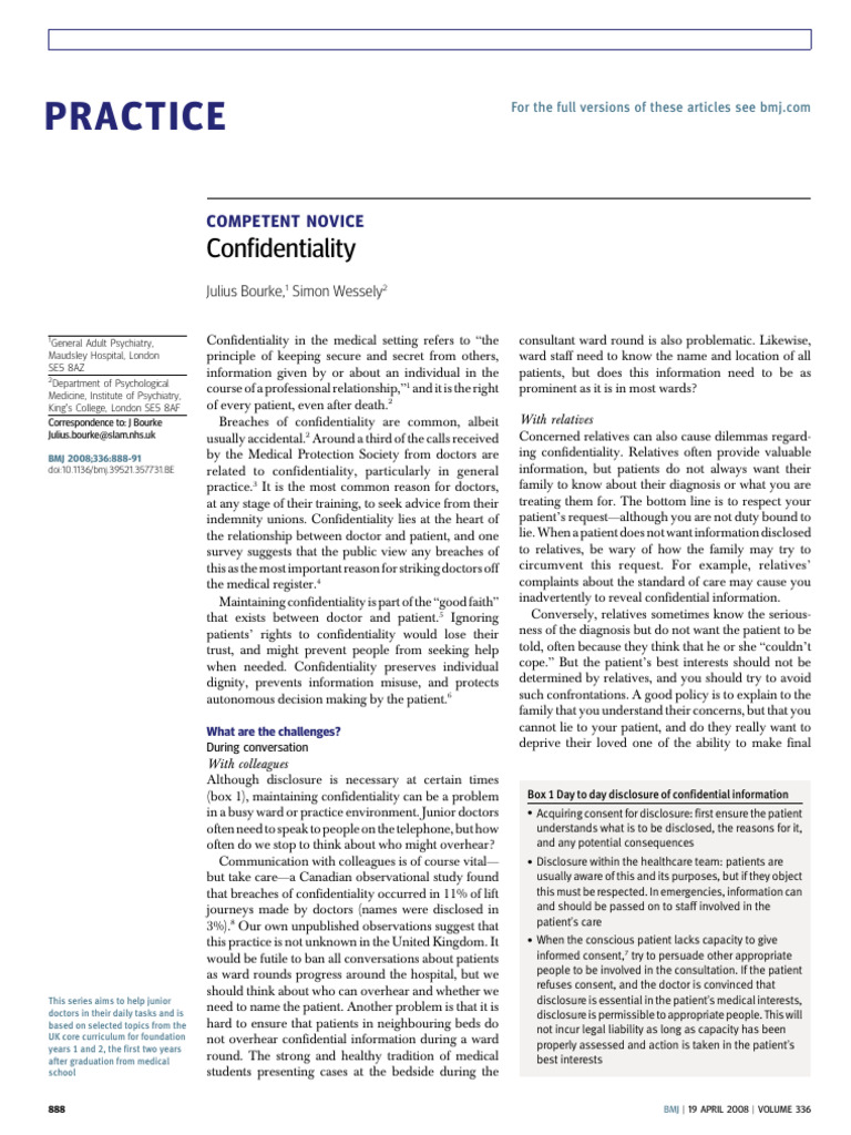 Confidentiality | PDF | Confidentiality | Informed Consent