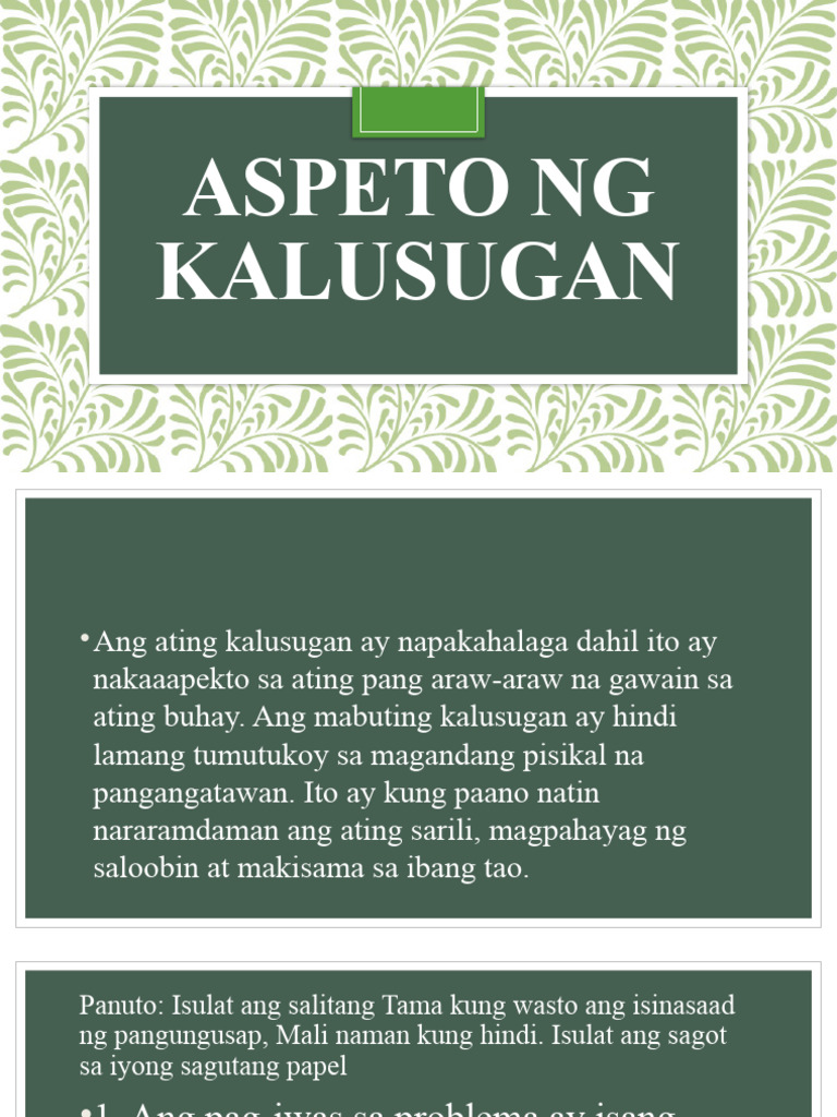 Aspeto NG Kalusugan | PDF