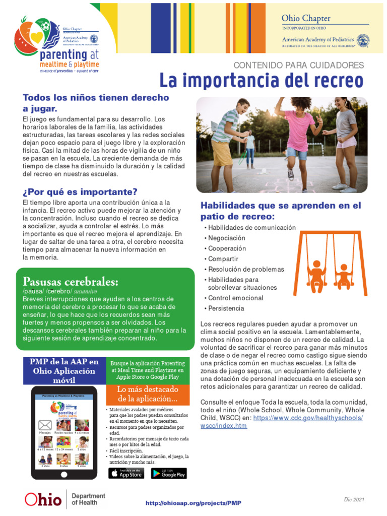 ParentsHandouts Recess SP | PDF | Memoria | Aprendizaje