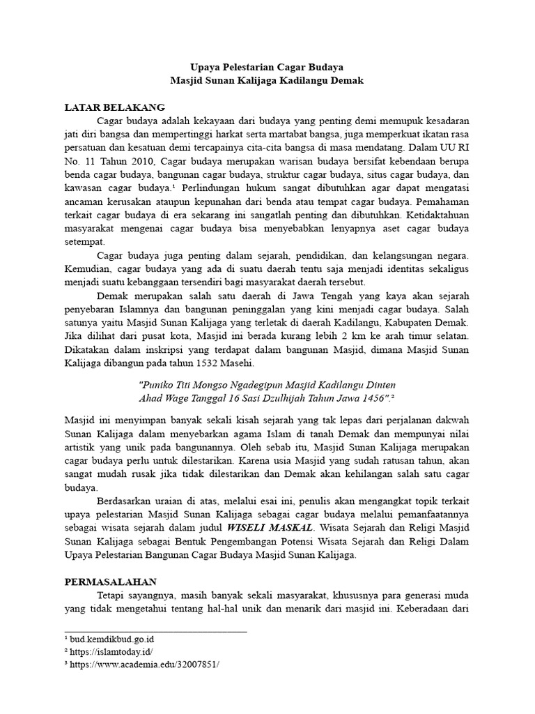Masjid Sunan Kalijaga Kadilangu | PDF | Seni