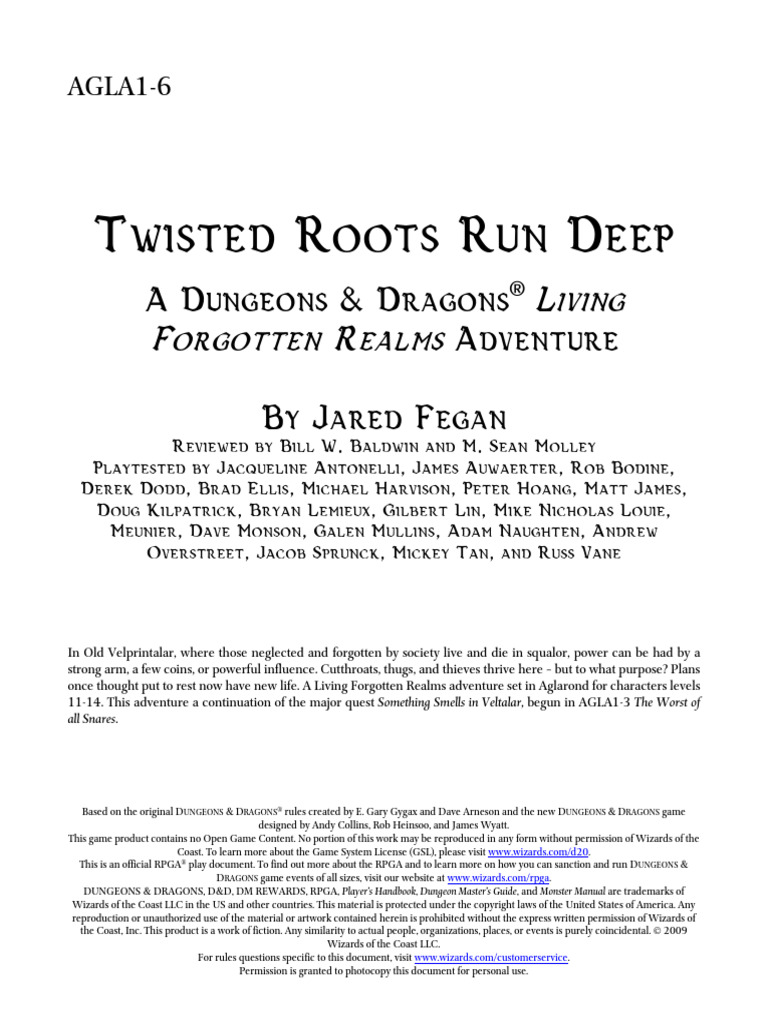 AGLA1-6 Twisted Roots Run Deep | PDF | Dungeons & Dragons | Role ...