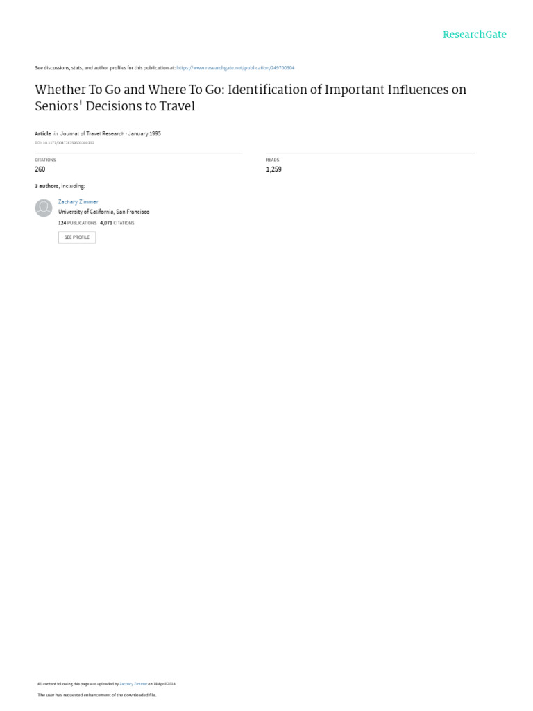 Zimmer Et Al. - 1995 - Whether To Go and Where To Go Identification of I | PDF | Sampling ...