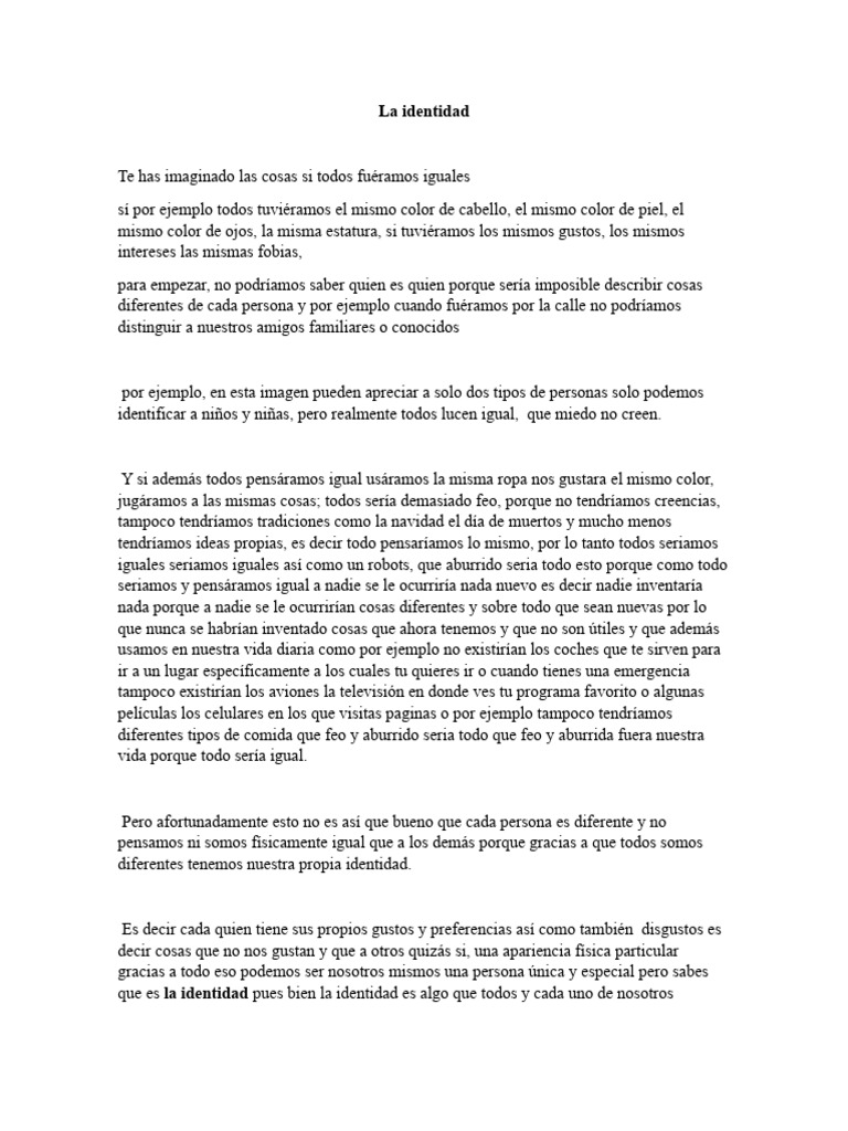 Valor La Identidad | PDF | Salud y bienestar
