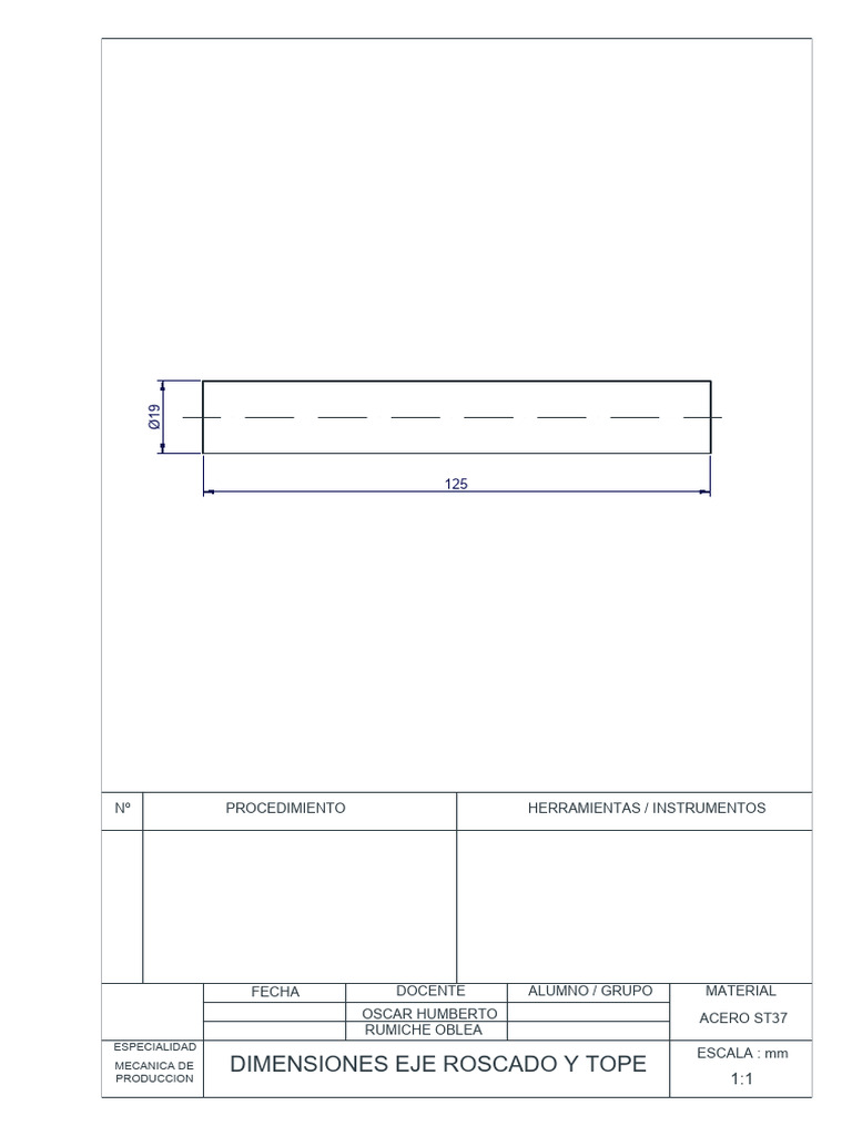 Dimension Material Eje Roscado y Tope | PDF