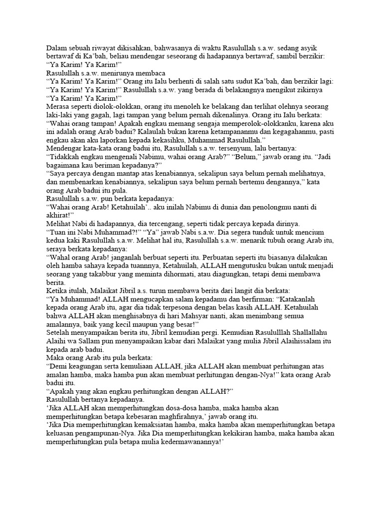 Kisah Rasulullah dan Arab Badui di Ka'bah | PDF