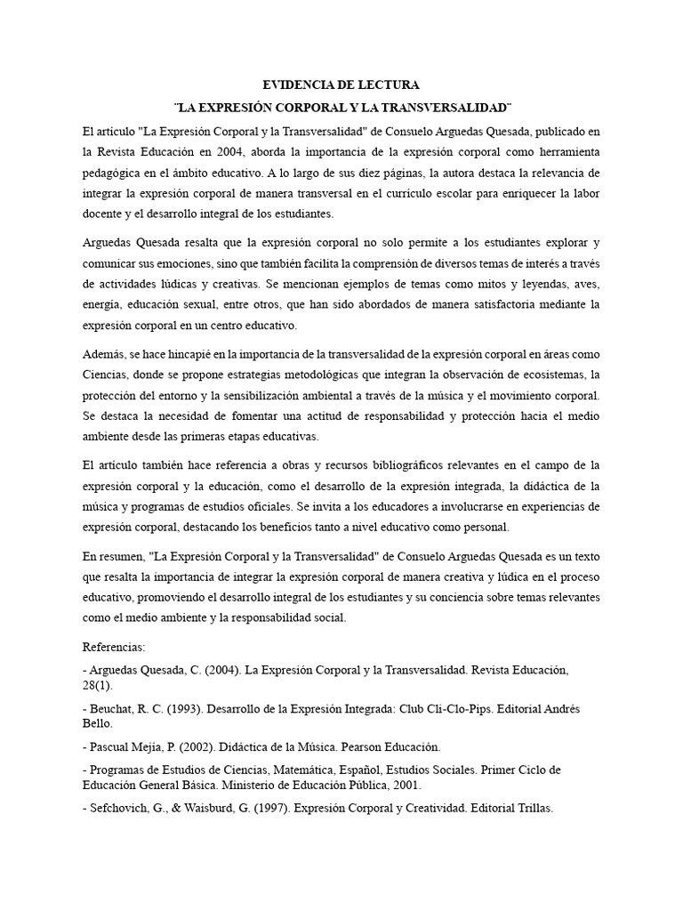 Evidencia de Lectura | PDF | Plan de estudios | Aprendizaje