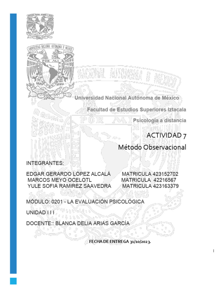 201 U3 Yule Ramirez Actividad7 | PDF | Observación | Aprendizaje