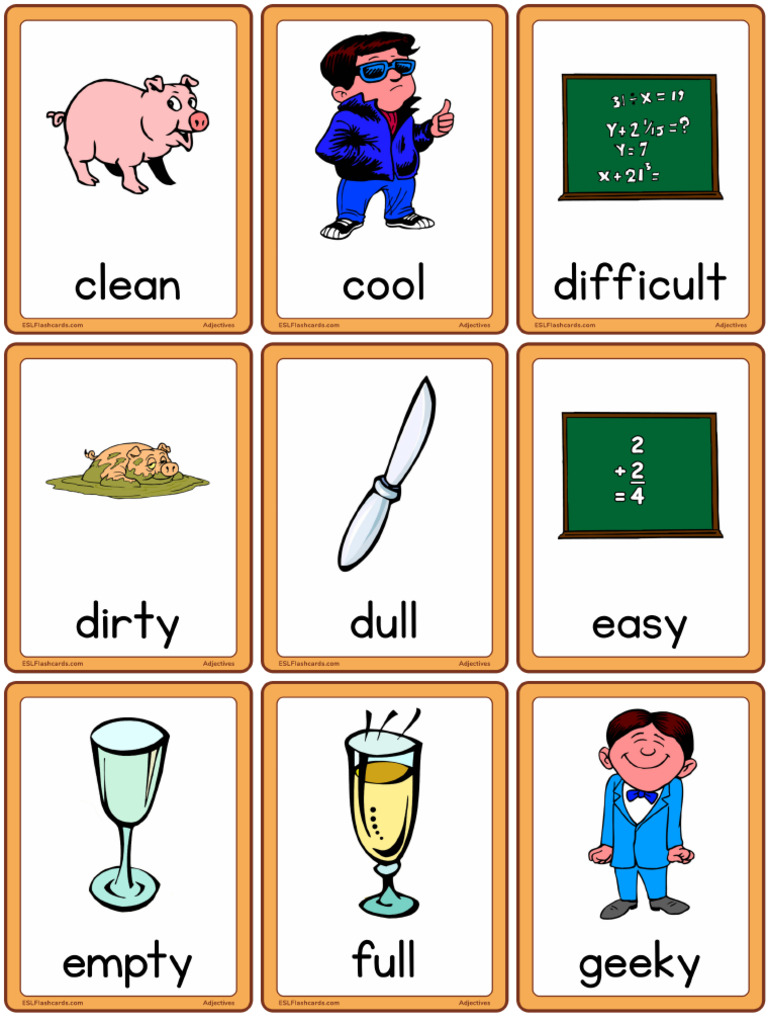 Adjectives Small Flashcards With Labels | PDF