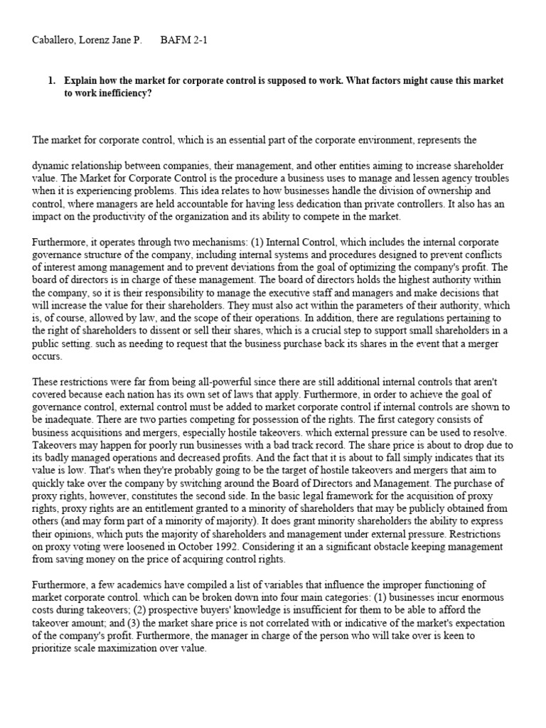 Basic Micro Finals 1&2 | PDF | Perfect Competition | Takeover