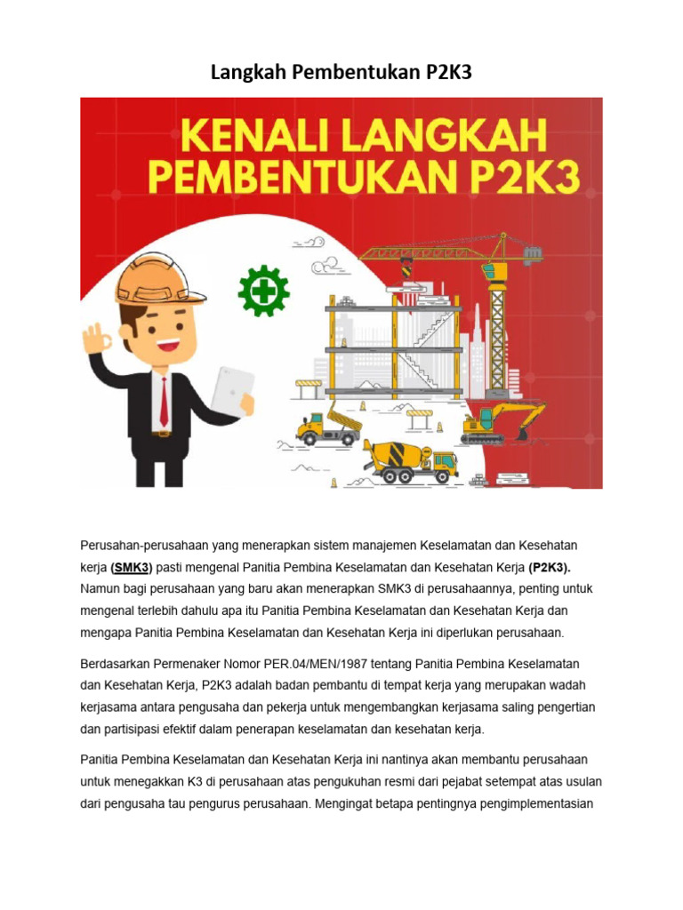 Langkah Pembentukan P2K3 | PDF | Karier & Perkembangan | Bisnis
