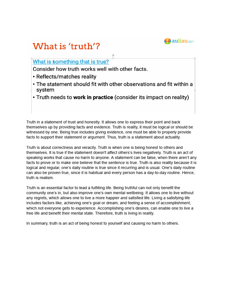 Understanding the Importance of Truth | PDF | Career & Growth | Self ...