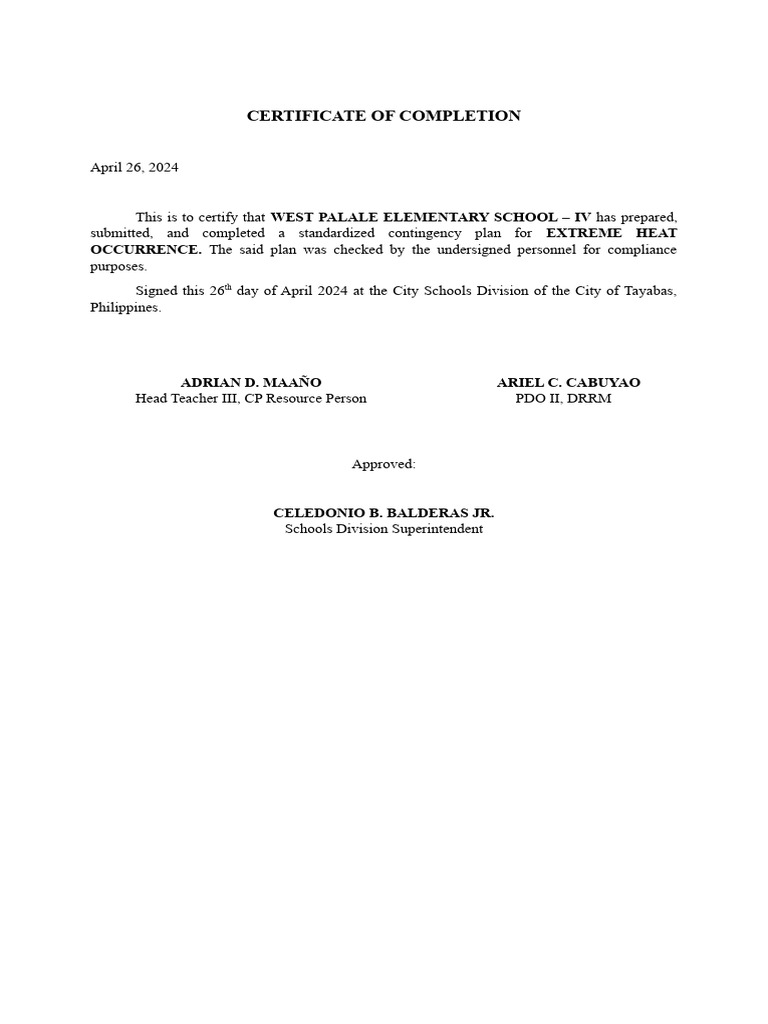 Certificate of Completion-Conplan | PDF