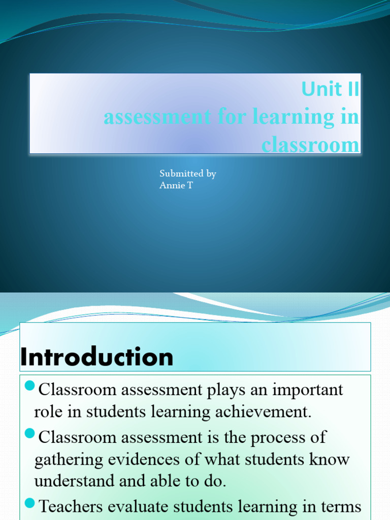 Unit II Assessment For Learning in Classroom | PDF | Constructivism ...