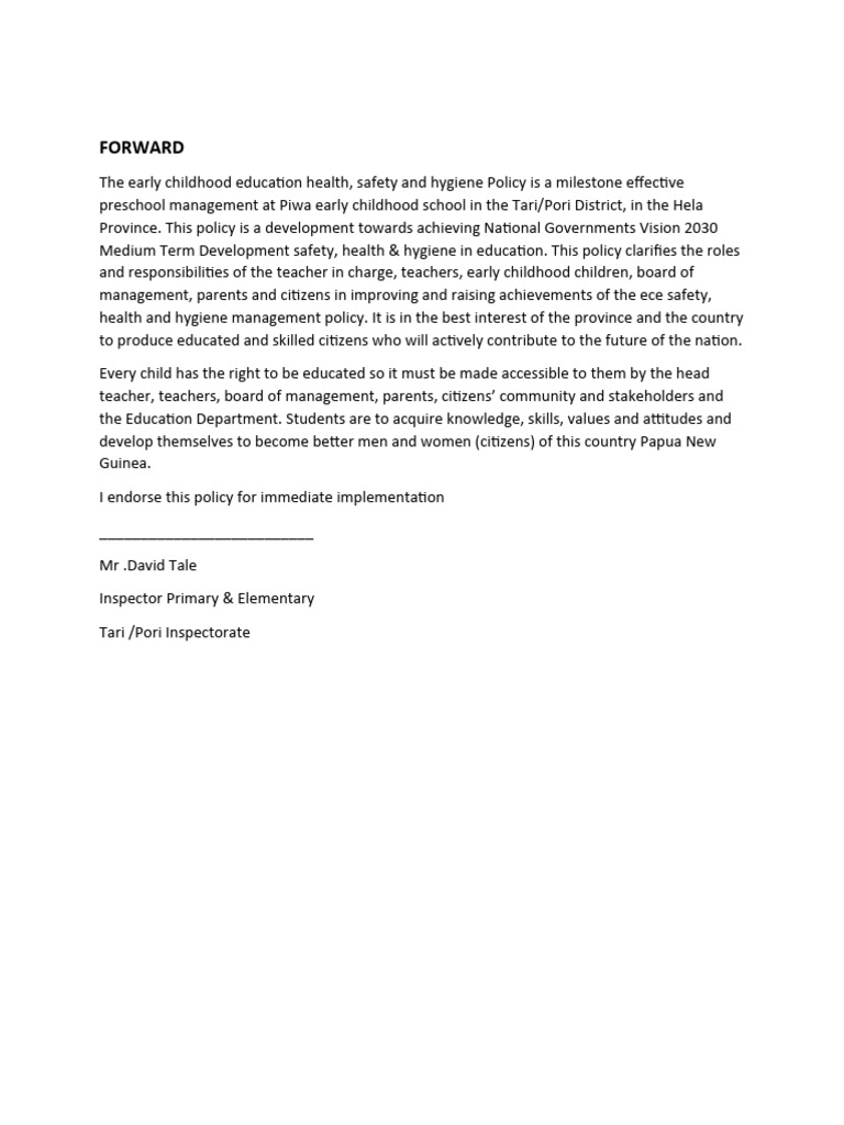 Health, Safety & Hygiene Policy | PDF | Disciplines | Teachers