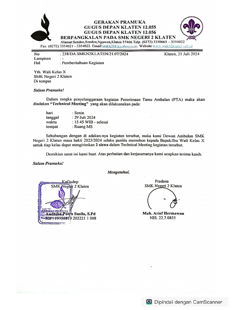 Undangan Technical Meeting PTA 2024 | PDF