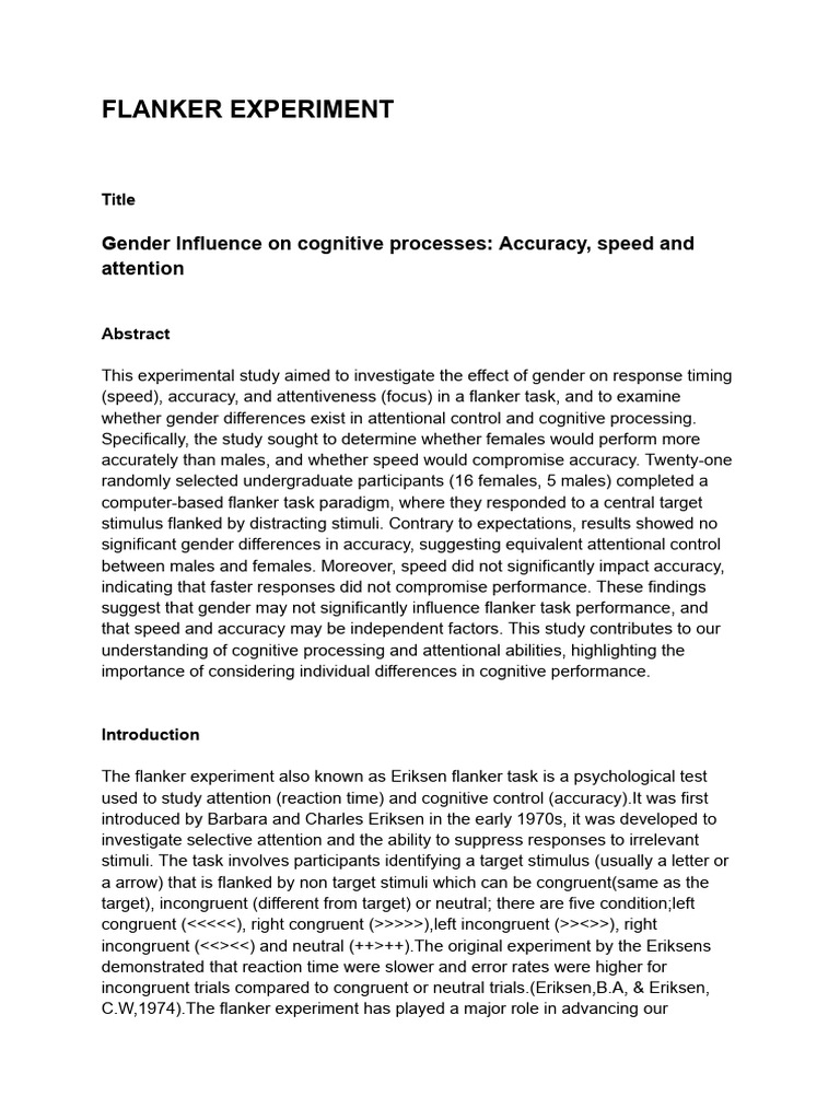 Flanker Experiment | PDF | Attention | Cognitive Science