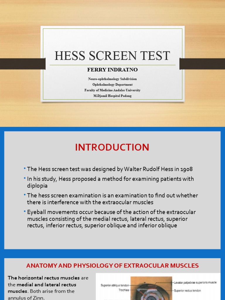 Hess Screen Test | PDF | Facial Features | Sensory Organs