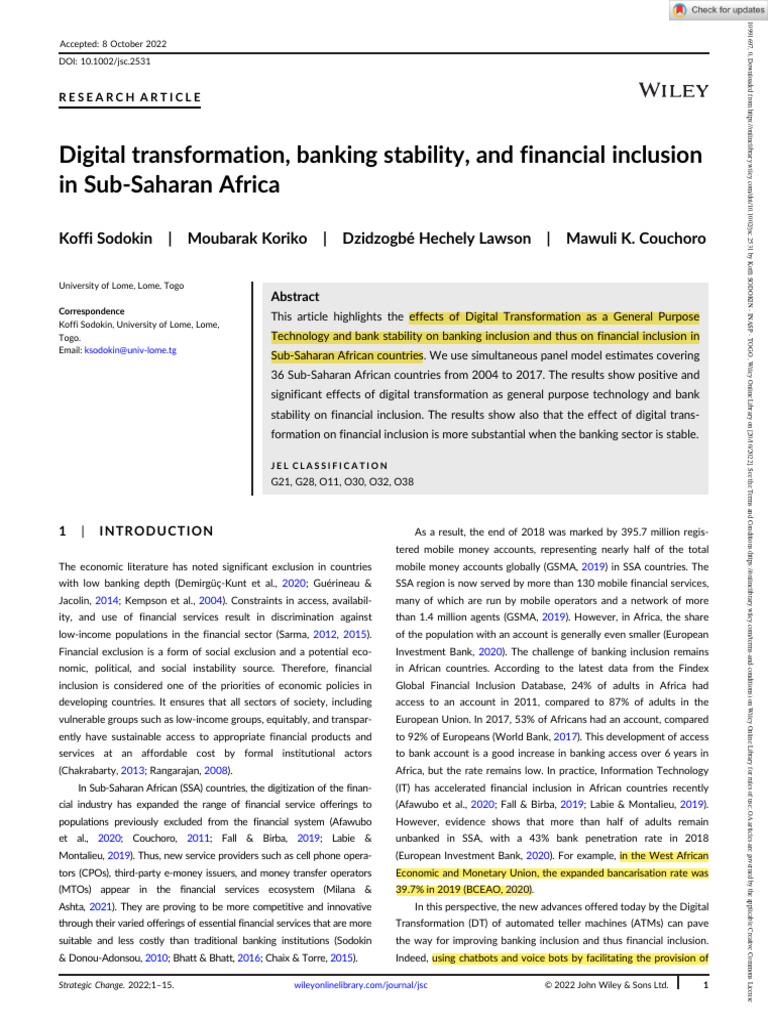 Strategic Change - 2022 - Sodokin - Digital Transformation Banking ...