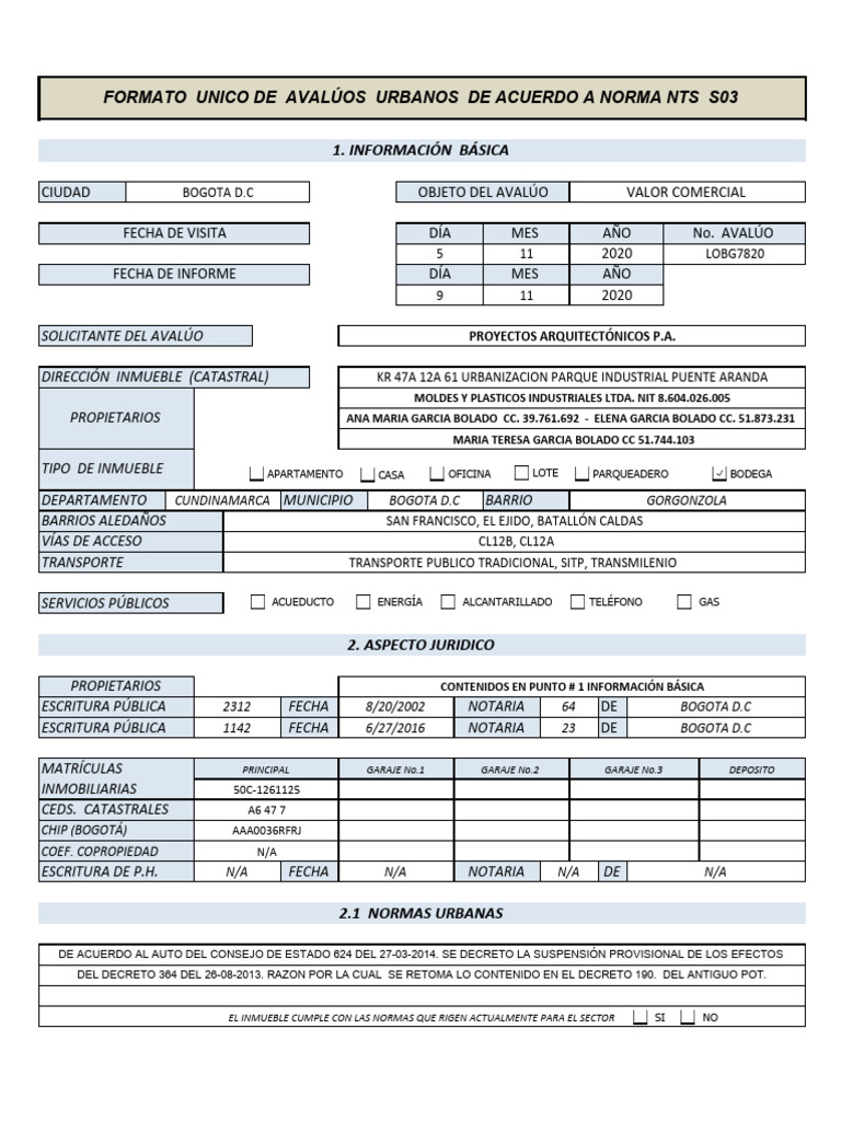 Modelo de Avaluo Contruccion y Terreno | PDF | Depreciación | Bogotá