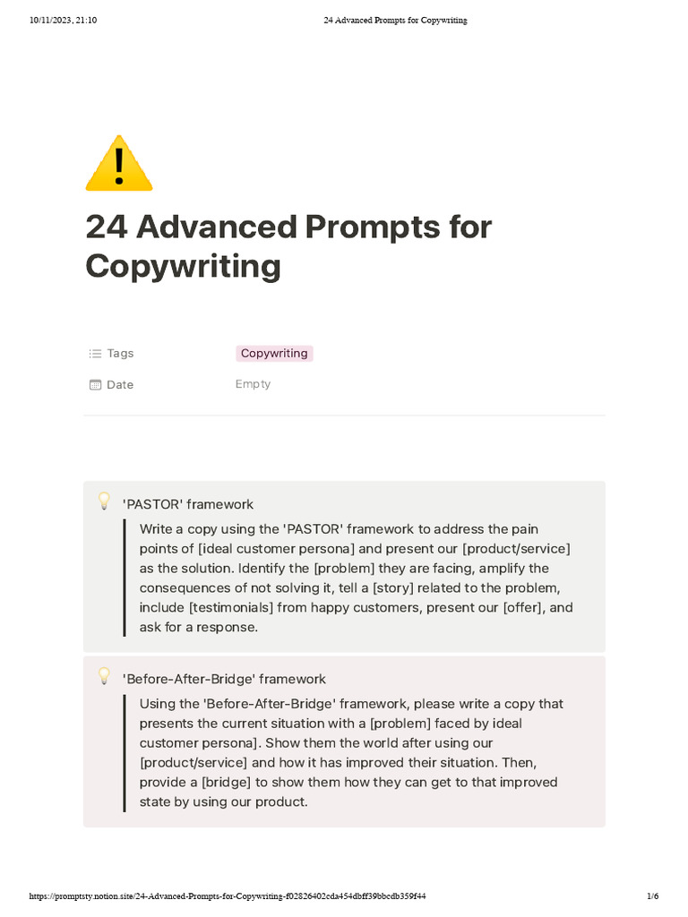 24 Advanced Prompts For Copywriting | PDF | Copywriting | Expert