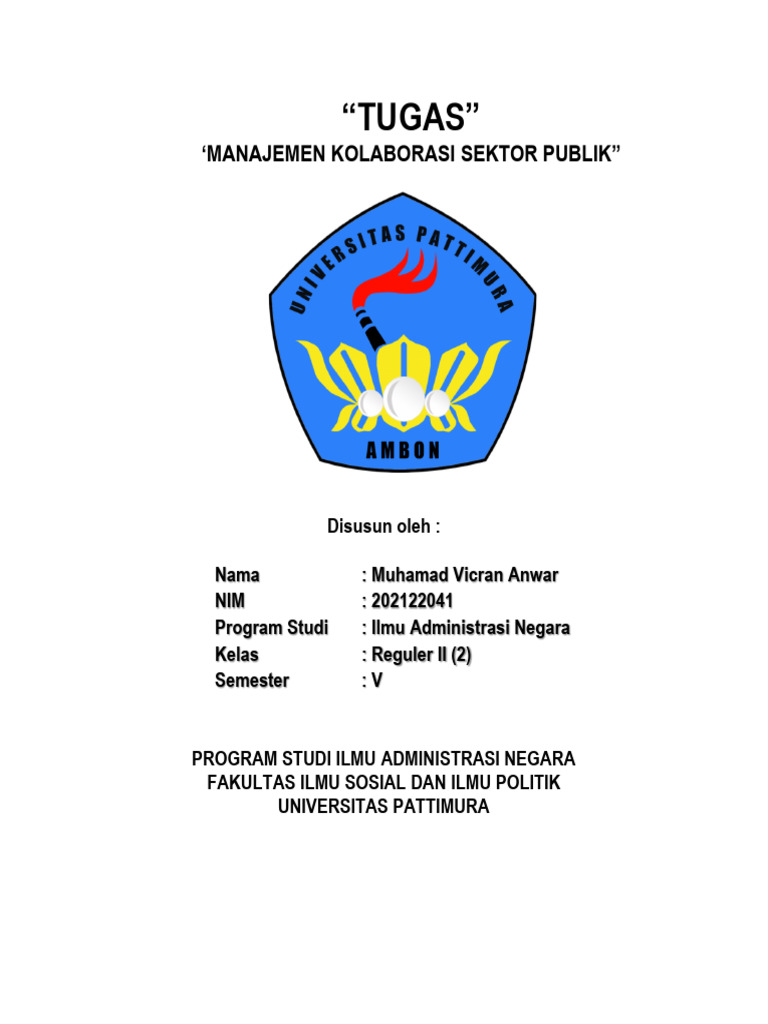Tugas Manajemen Kolaborasi Sektor Publik. Muh. Vicran Anwar. Nim ...