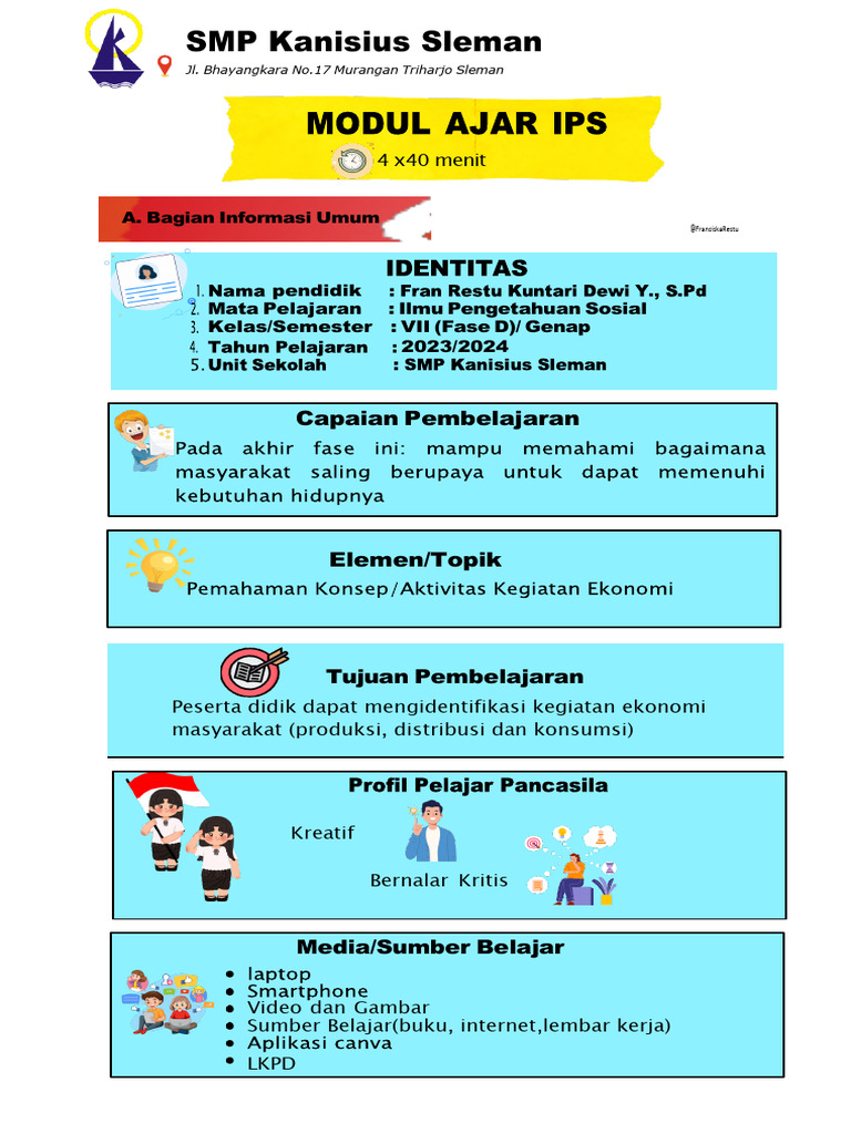 Modul Ajar IPS - Restu 7 Keg - Eko Ok - Compressed | PDF