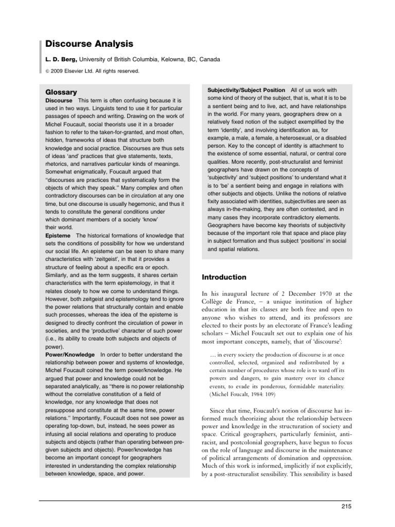 Discourse_Analysis | PDF | Discourse | Michel Foucault