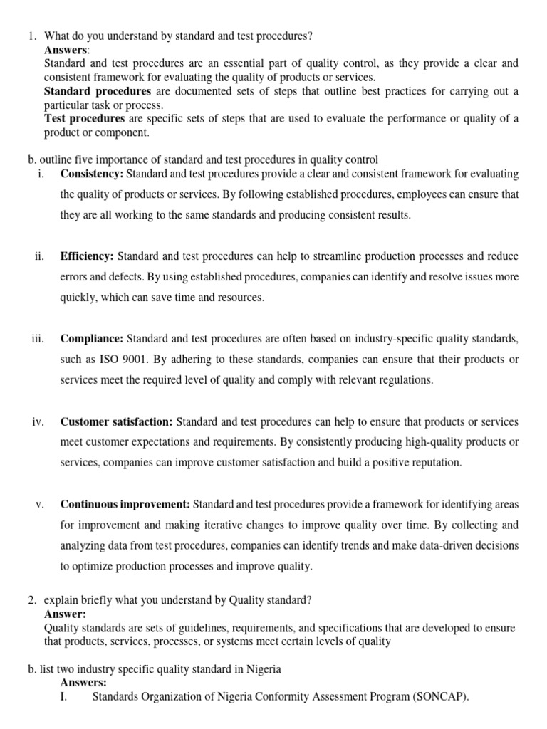 quality control question and answer | PDF | Regulatory Compliance ...