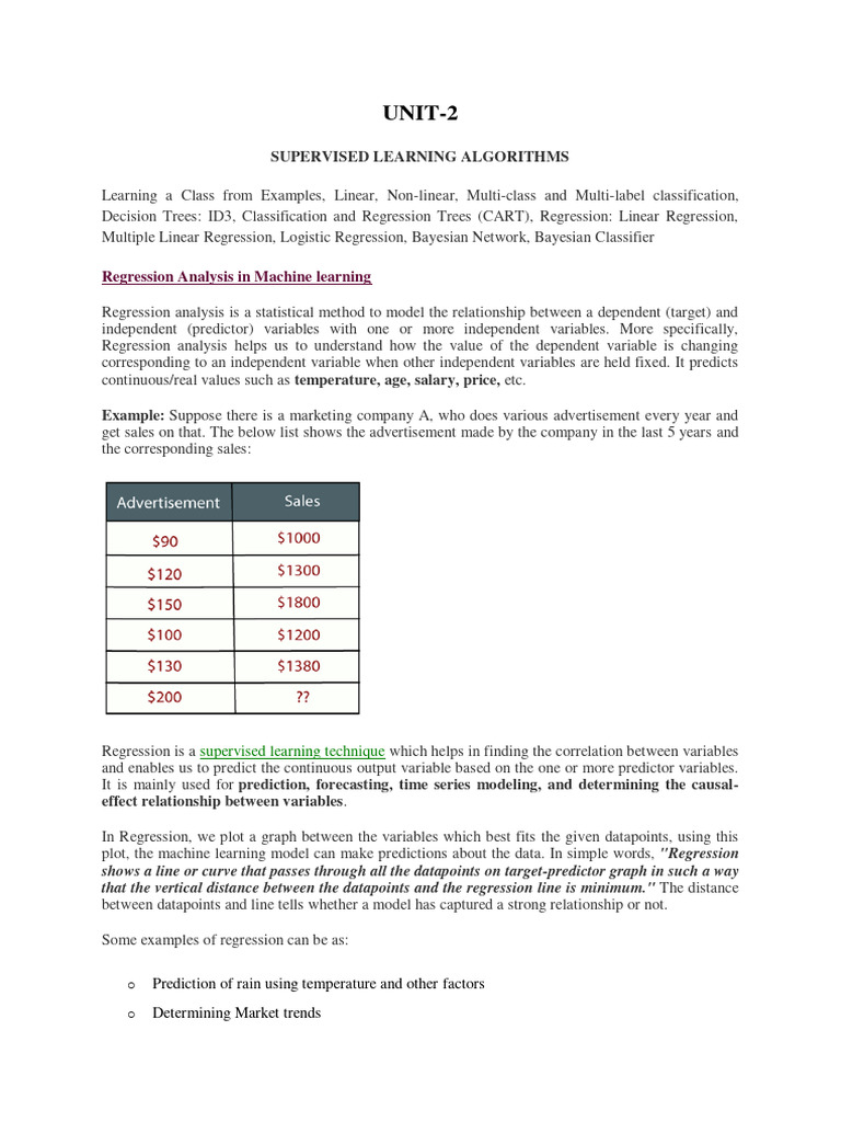 Unit 2 | PDF | Regression Analysis | Support Vector Machine