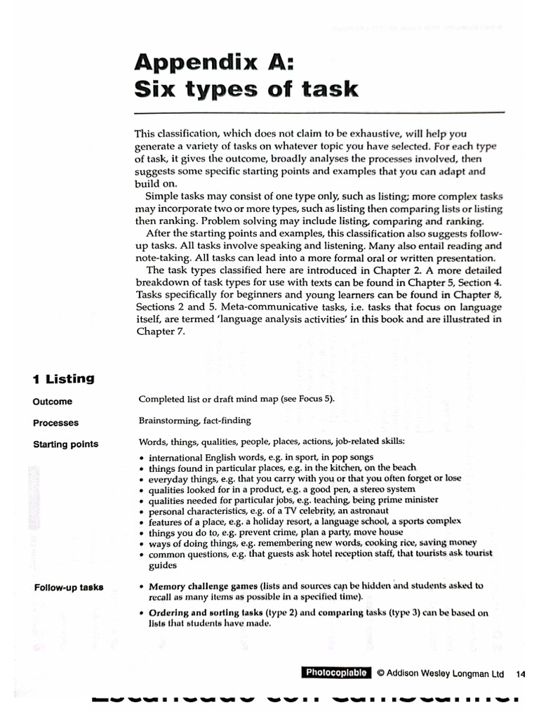 APENDIX a - Six Types of Tasks | PDF