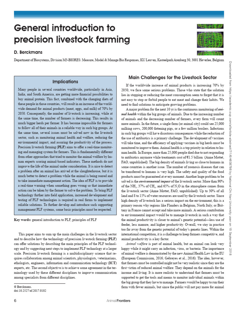 Neral Introduction To Precision Livestock Farming | PDF | Livestock ...