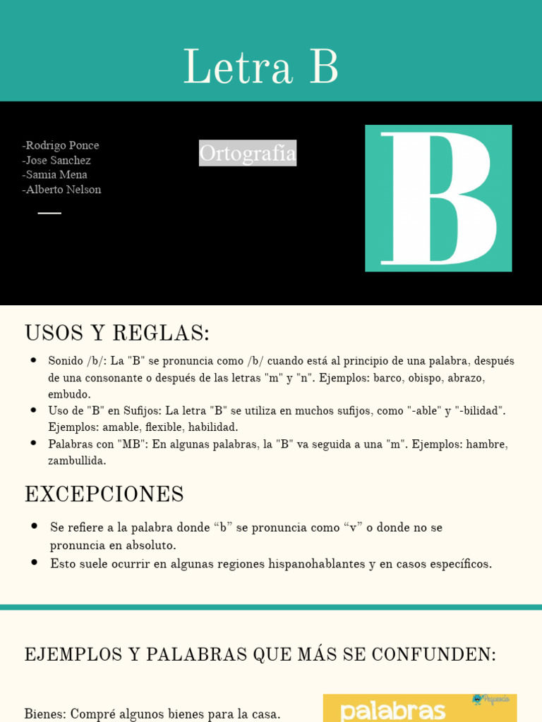 Reglas y usos de la letra B | PDF
