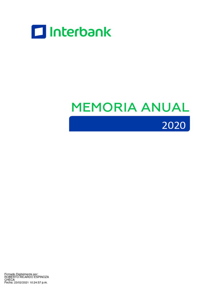 Memoria Anual IBK 2020 | PDF | Bancos | Perú