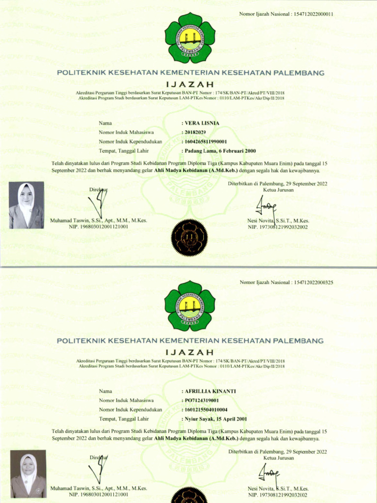 Ijazah D3 Kebidanan Muara Enim | PDF